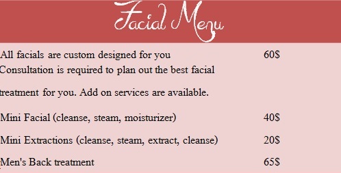 facial menu