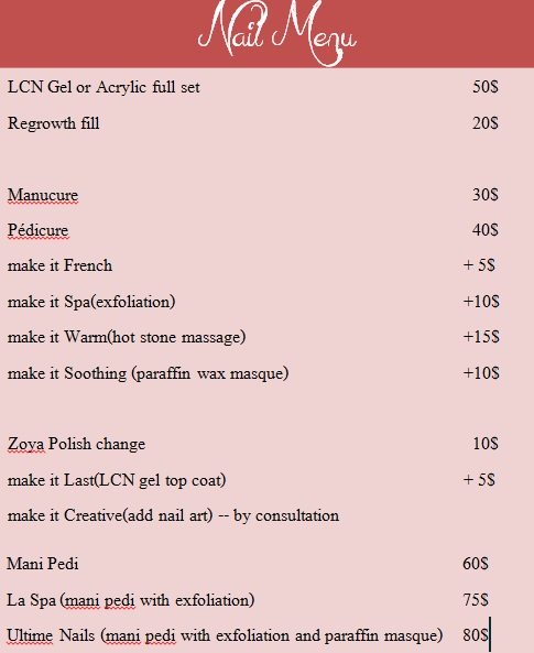 nail menu